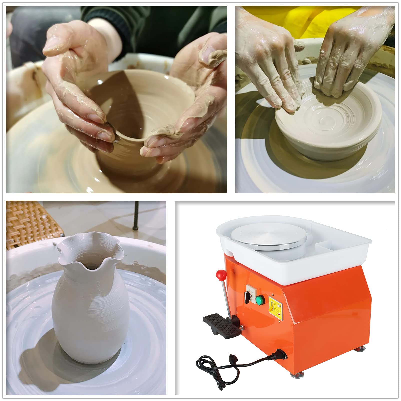 MAOPINER 350w Electric Pottery Wheel Machine 25cm Removable ABS Basin ...