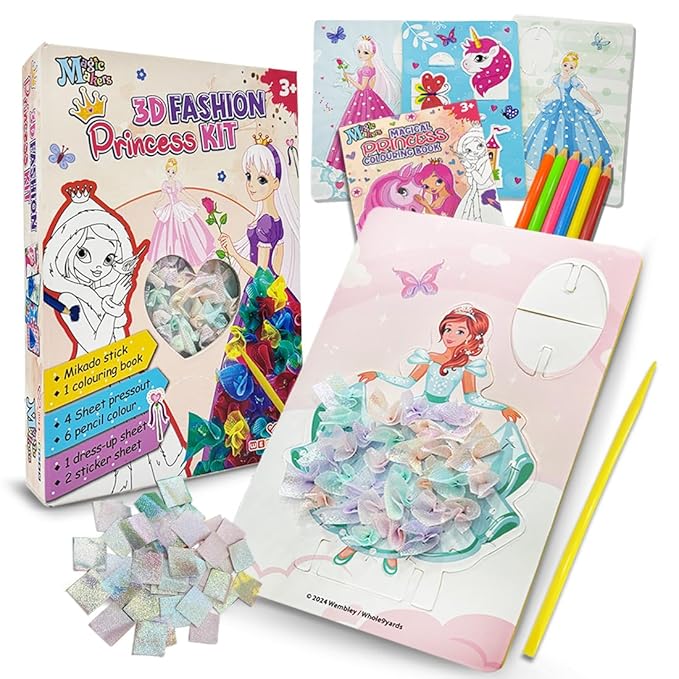 Buy Wembley 3 in 1 Princess Doll Art & Craft Activity DIY Kit Puncture ...