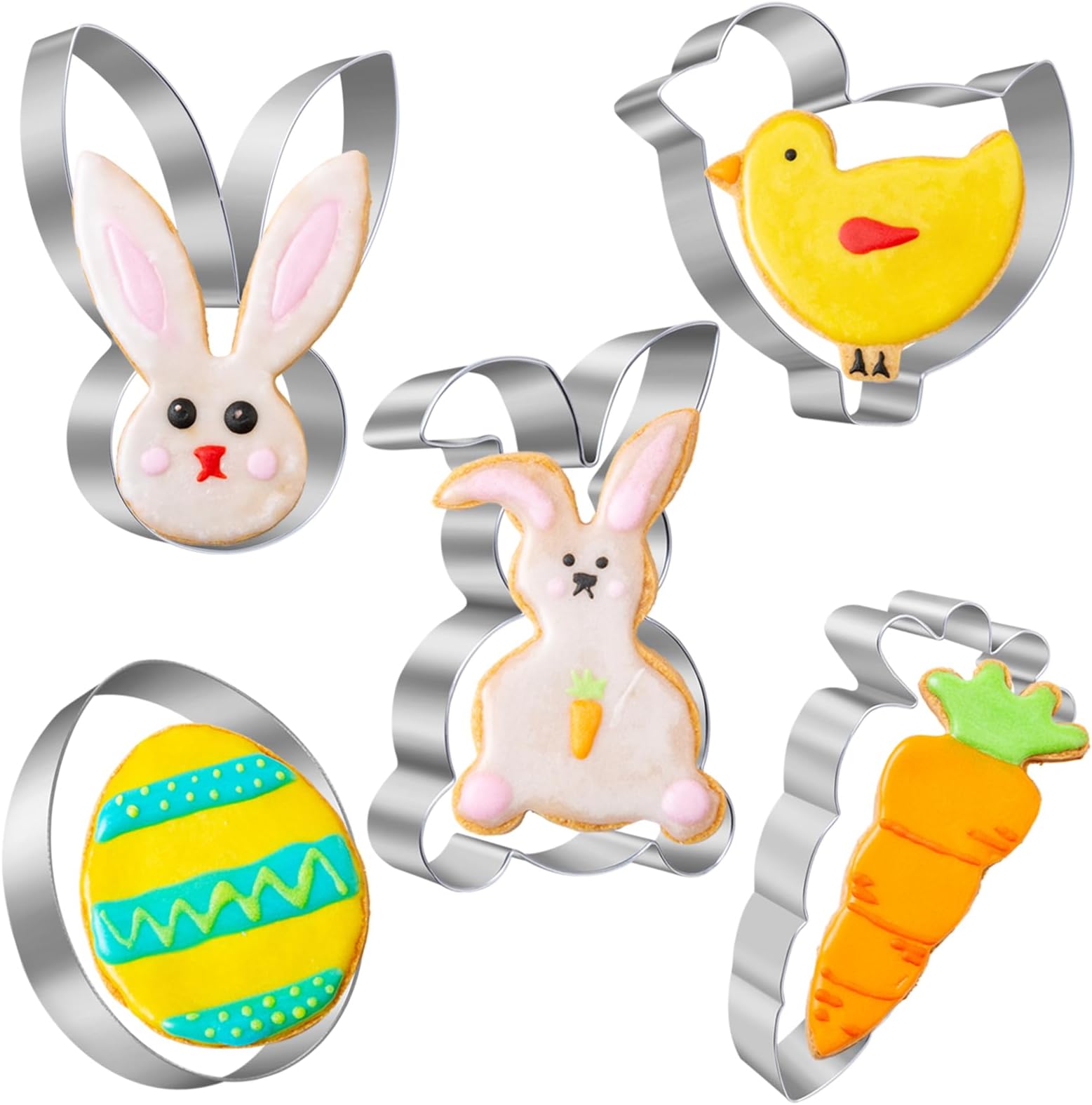 Amazon.com: Easter Cookie Cutters, 5 Pieces Chick Carrot Egg Bunny ...