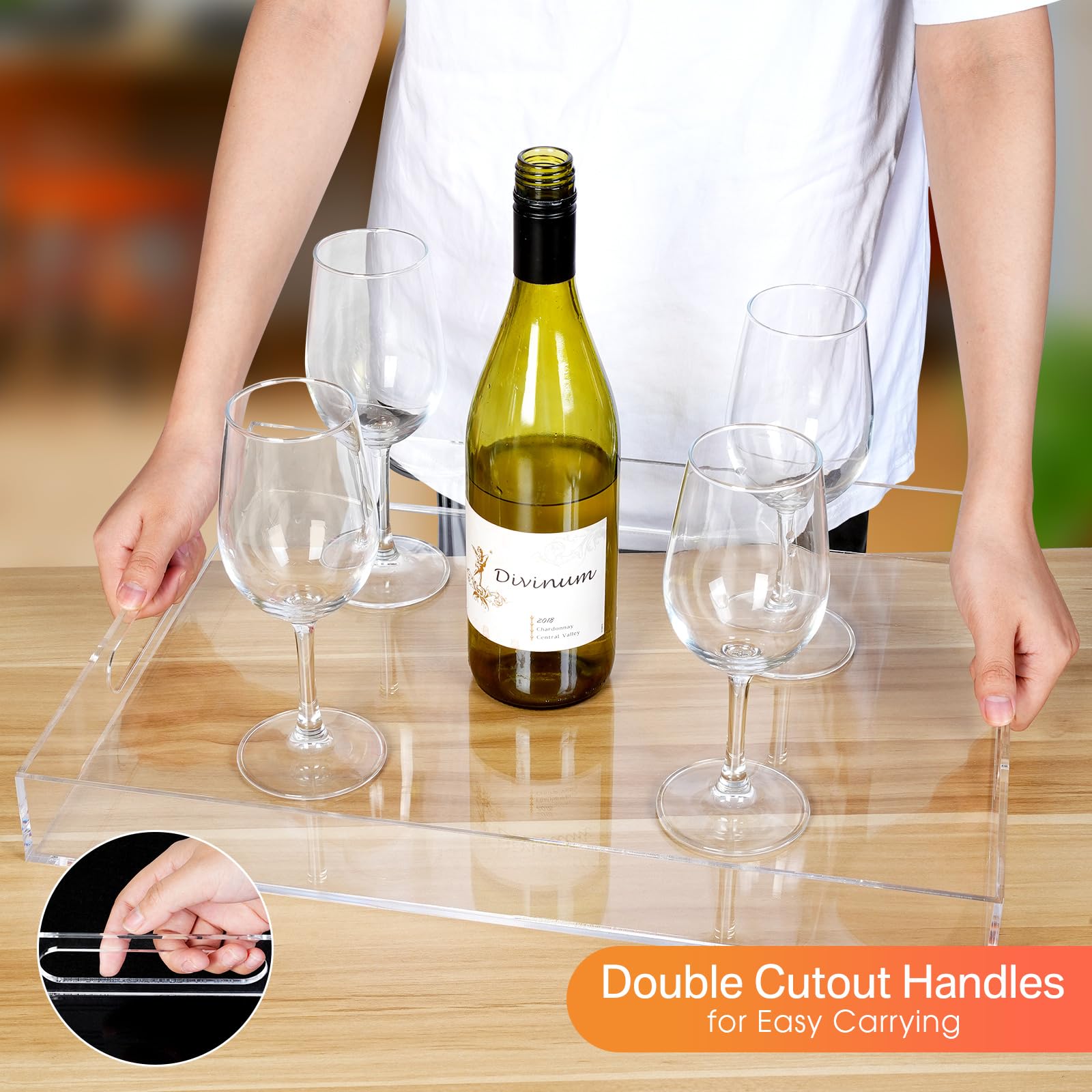 Sintuff 5 Pcs Set of Acrylic Serving Trays Clear Decorative Trays with ...