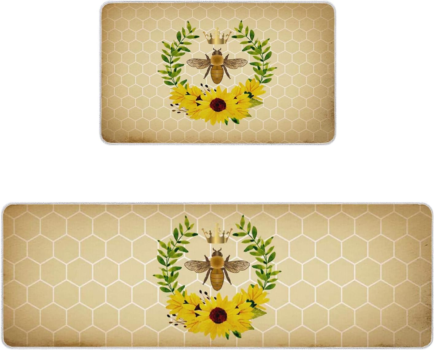 Amazon.com: Briskdecor Kitchen Rugs - Vintage Sunflower Bee Hive ...