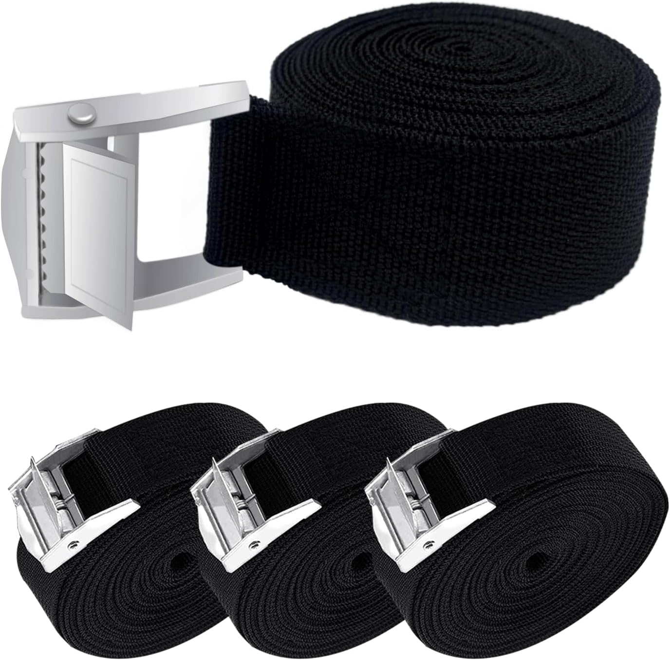 OneNine Lashing Straps 5 m, Pack of 2 Black Lashing Straps with ...