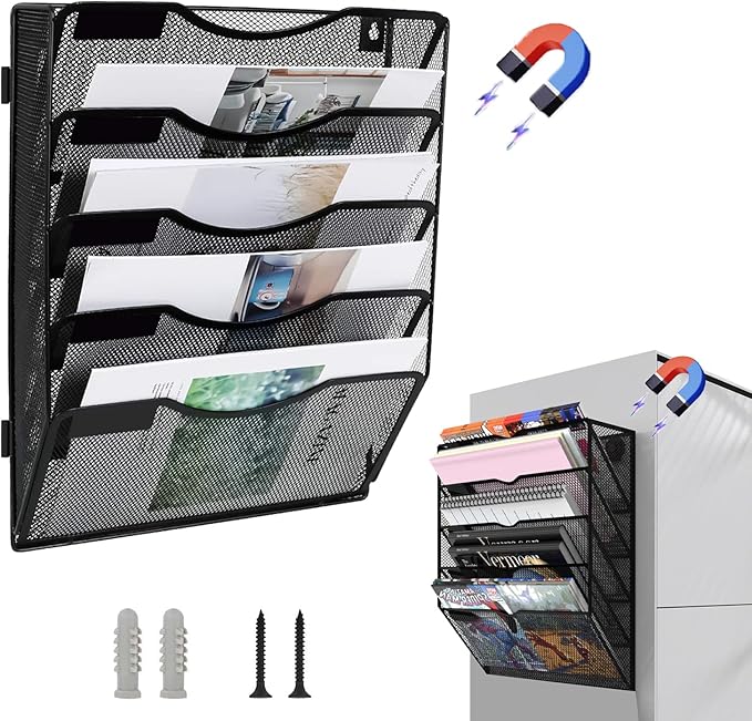 Amazon.com : Magnetic File Holder, 5 Tier Magnetic Paper File Organizer ...