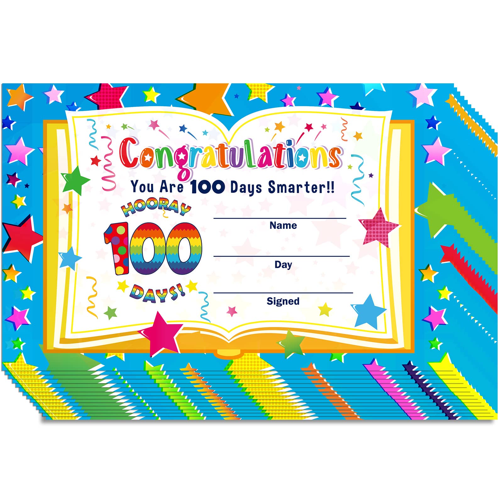 Amazon.com : Zonon 40 Pieces 100th Day of School Award Certificates ...