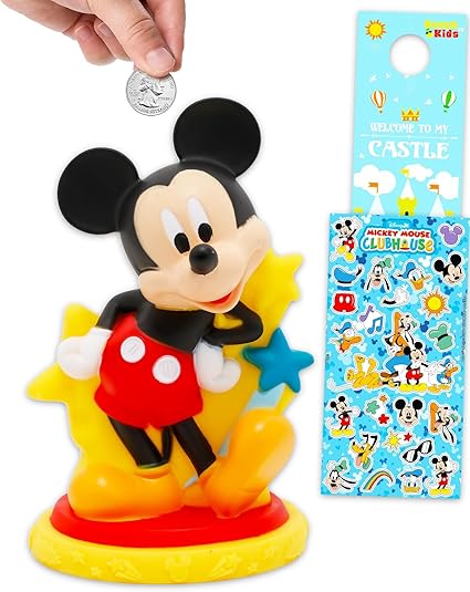 Amazon.com: Mickey Mouse Piggy Bank Set - Bundle with 8" Mickey Coin ...