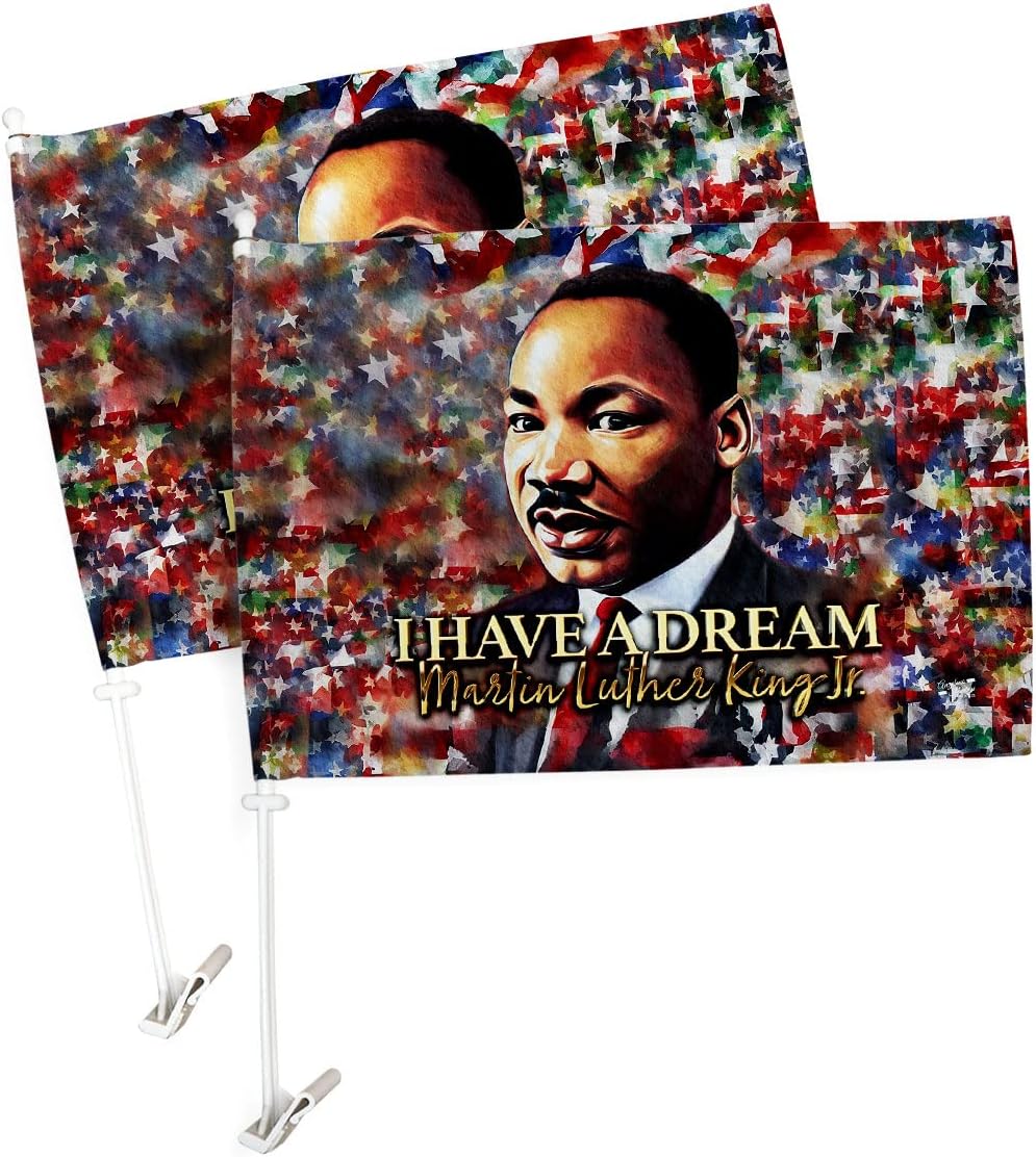 Amazon.com : Martin Luther King Car Flags 2 PCS Pack Black History ...