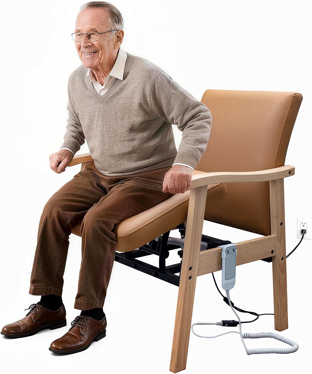 Amazon.com: Power Lift Chair for Elderly - Solid Wood & Leather Sit to ...