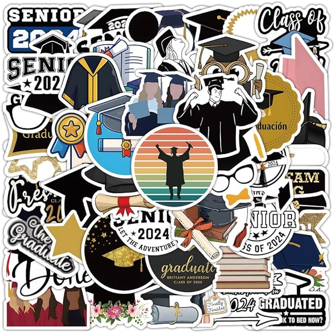 Amazon.com: Angjiny 100 Pcs Graduation Stickers, Class of 2024, Vinyl ...
