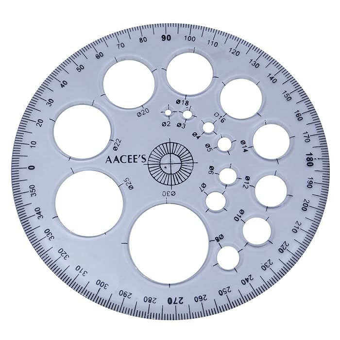 Buy AACEE'S Plastic Transparent Pro-Circle Protractor Radius Template Drawing Scale Online at ...