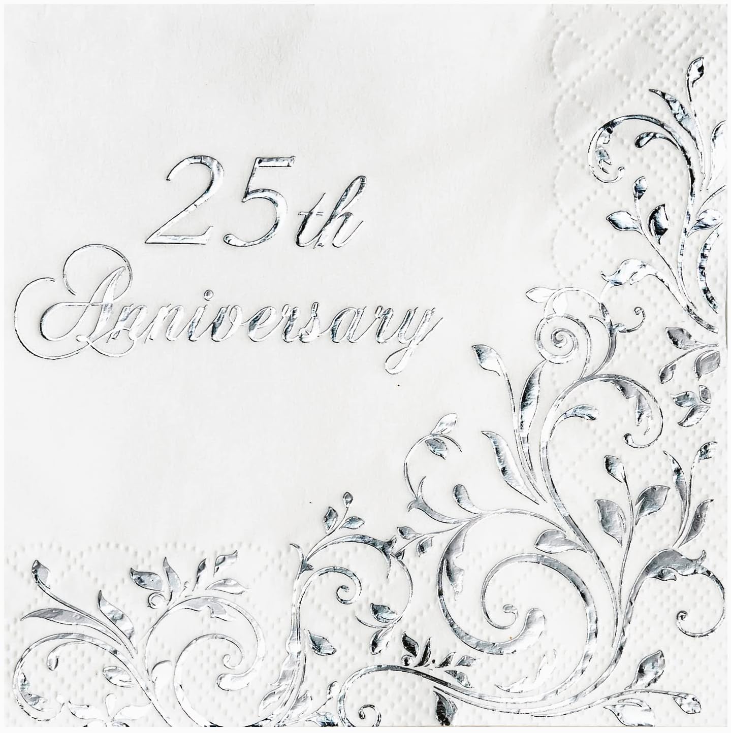 Amazon.com: Sparkle and Bash White and Silver Paper Napkins for 25th ...