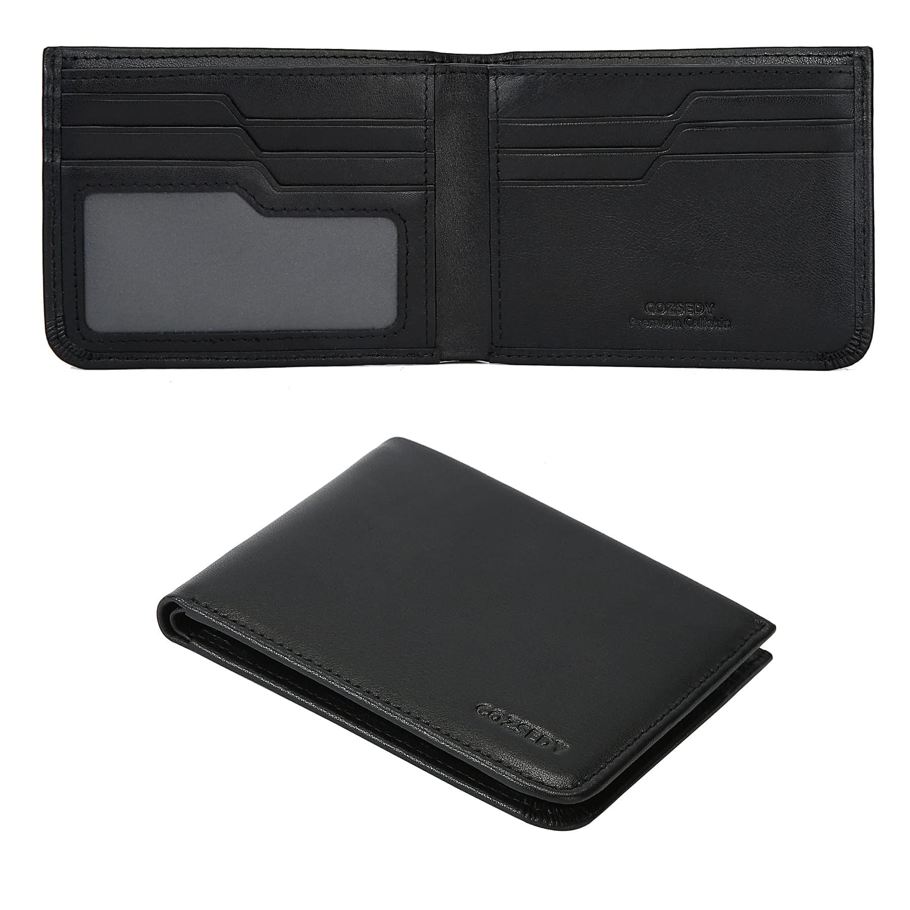 Amazon.com: Calfskin Slim Wallets For Men RFID Blocking Leather Front ...