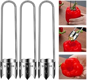 3Pcs Pepper Seed Corer Stainless Steel Red Bell Peppers Fruit Core ...