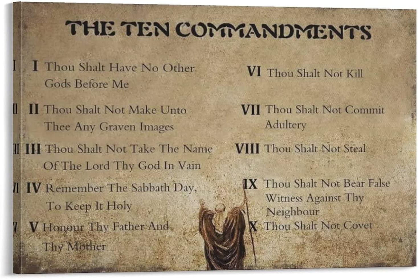 Vintage Ten Commandments Poster Bible Verse Religious Wall Art Old ...