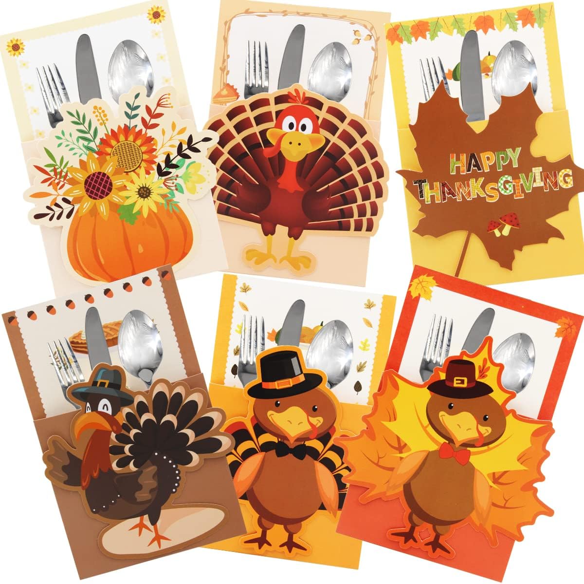 Amazon.com - ceiba tree Thanksgiving Cutlery Holder Set Thanksgiving ...