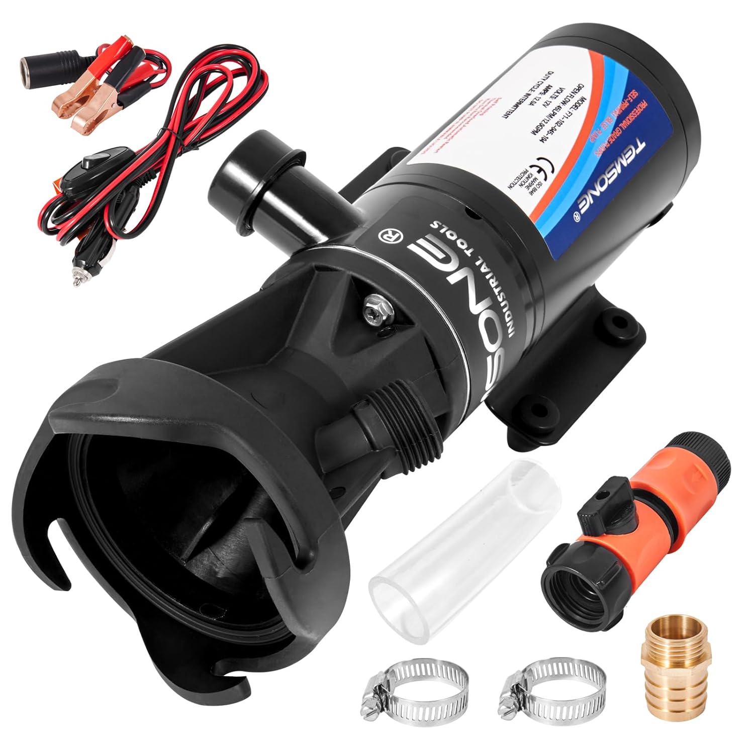 TEMSONE 12V RV Portable Macerator Pump, Waste Water Pump, Sewage ...