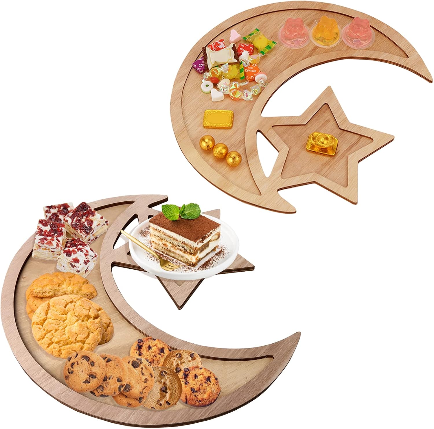 Amazon.com: 2Pcs Ramadan Wood Tray, EsLuker.ly Chic Wooden Artistic ...