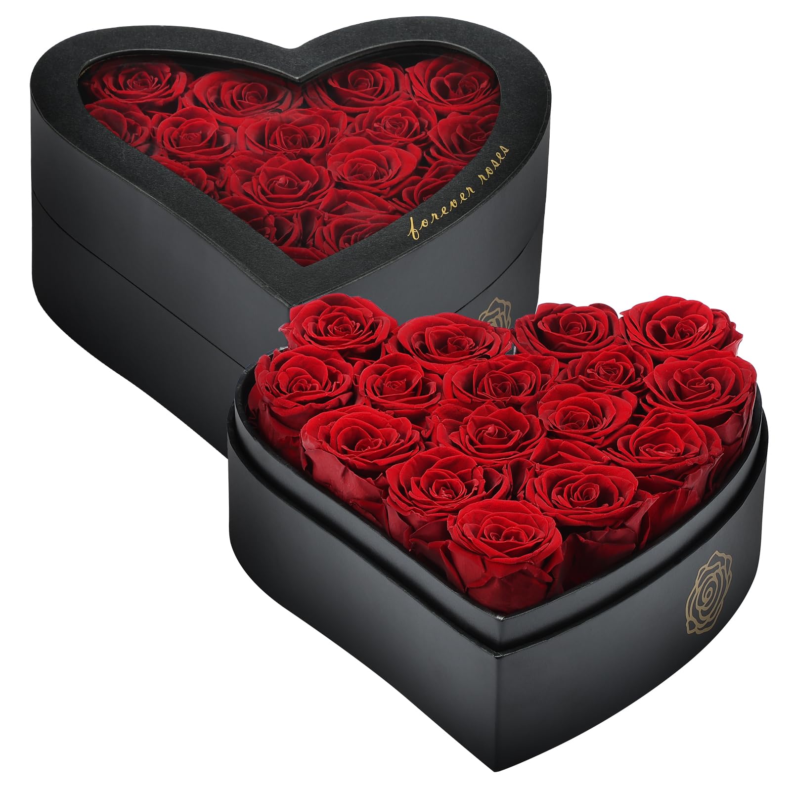 Amazon.com: HERBMOTG 16-Piece Forever Roses, Heart-Shaped Box with a ...