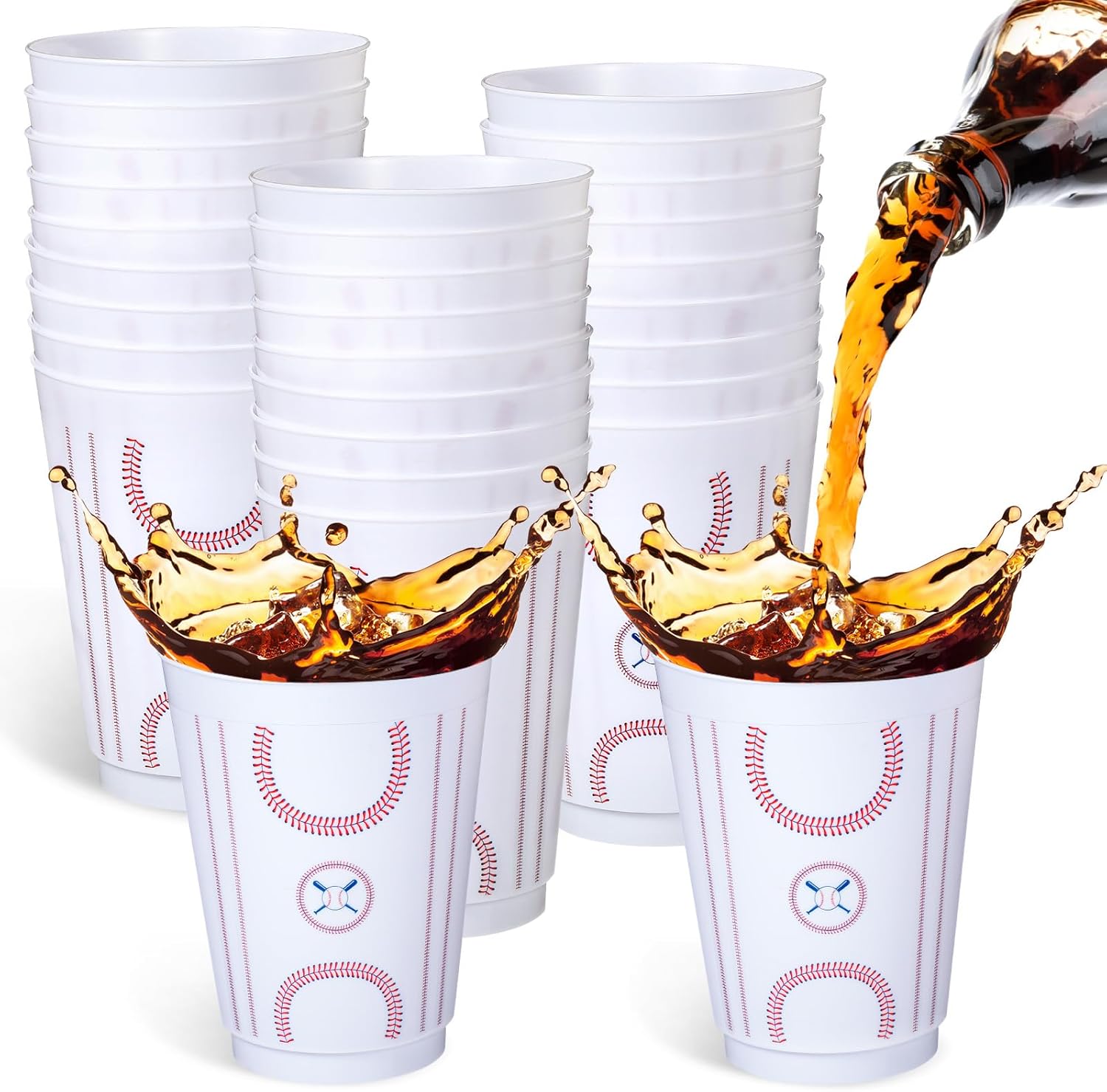 Amazon.com: Nuenen 24 Pack Baseball Party Cups Bulk 16 oz Reusable ...