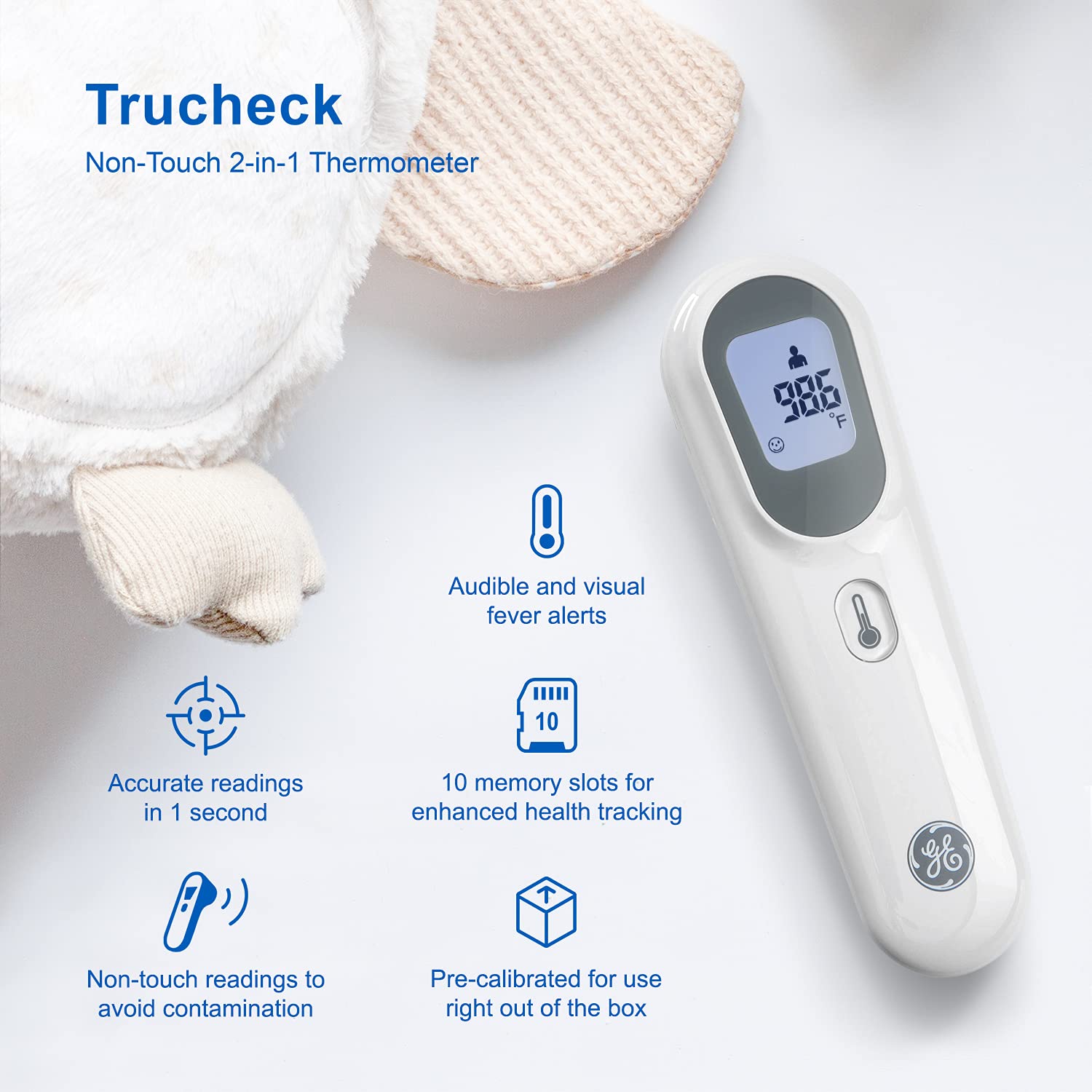 GE Trucheck Digital Forehead Thermometer for Adults, Kids and Babies ...