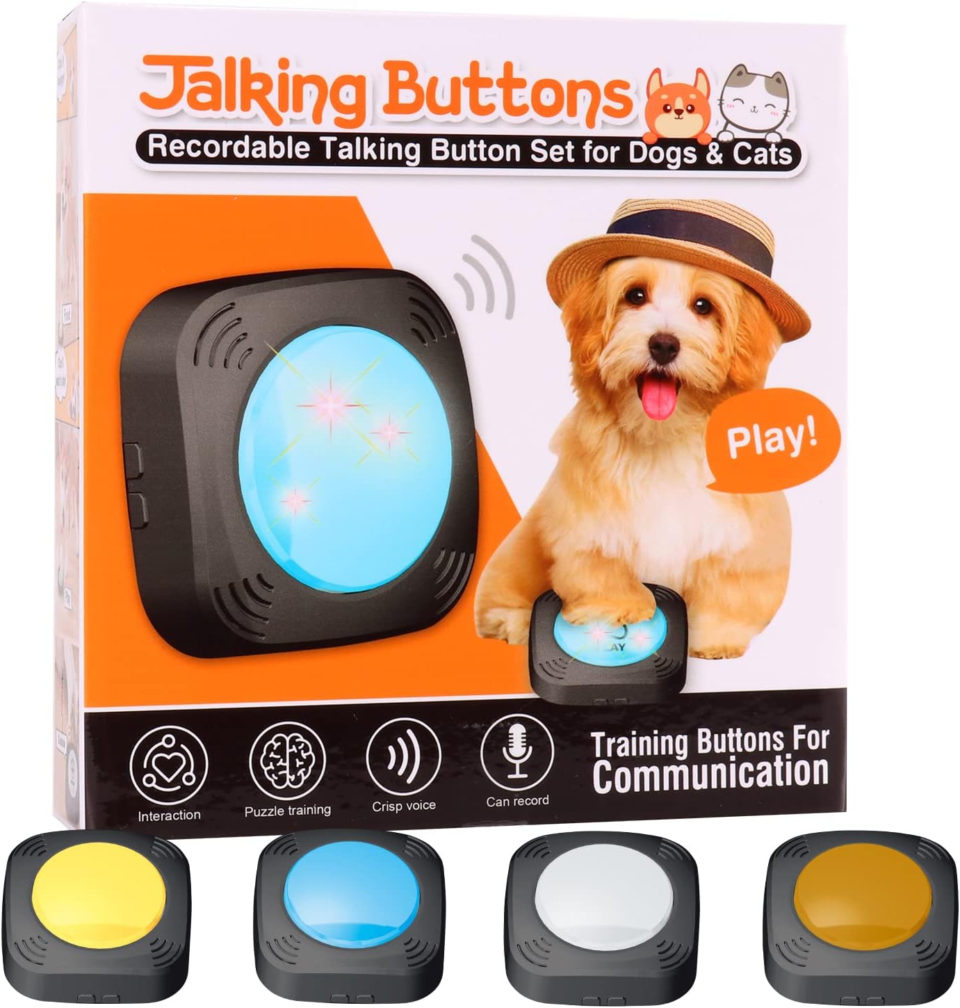 Amazon.com : PUPTALWORD Pet Recordable Buttons for Communication-Voic Recordable Dog Talking ...