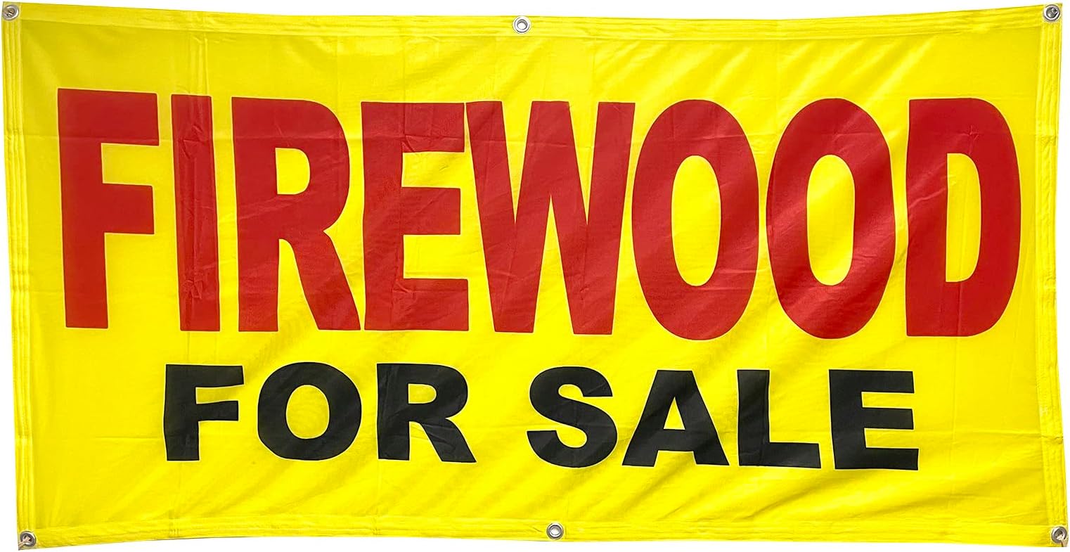 Amazon.com: 4 Less Co 2x4 Ft Firewood For Sale Banner Fabric Polyester ...
