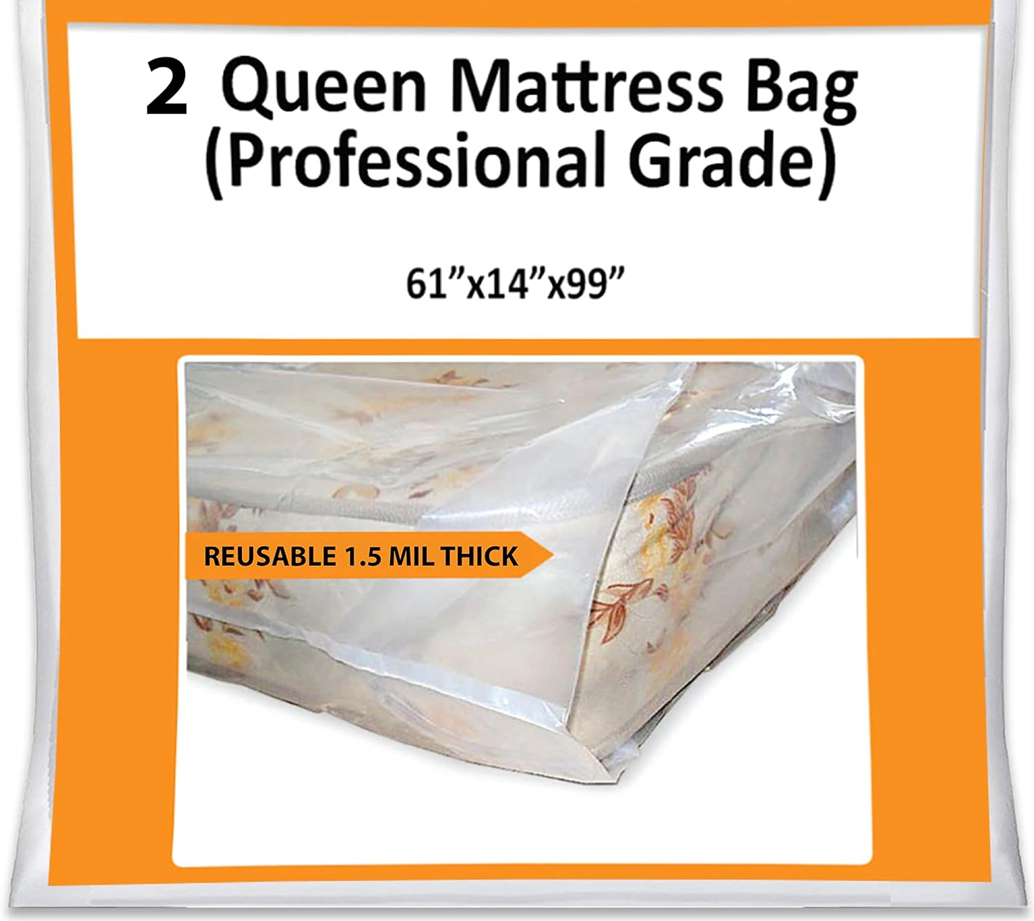 Amazon.com: 2 Queen Mattress Bag for Moving Storage Cover - 1.5 Mil ...