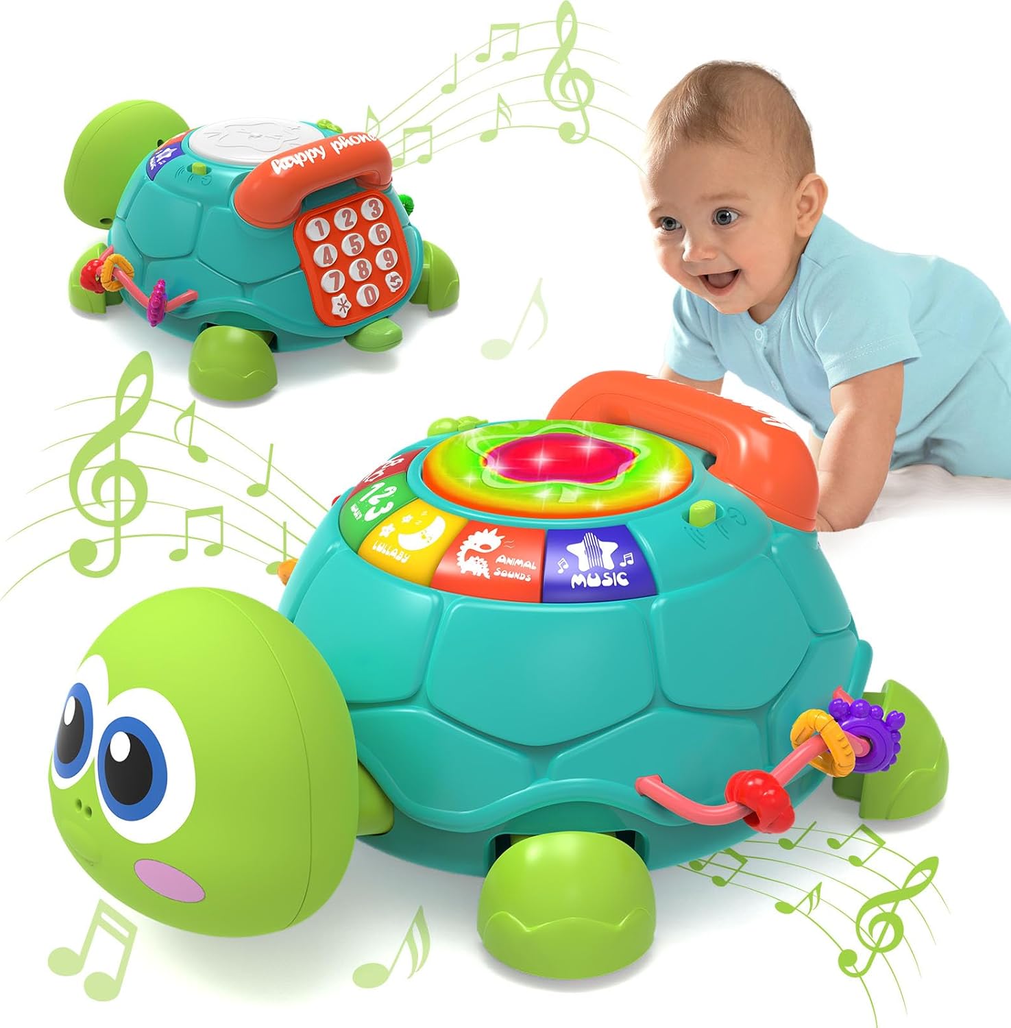 Amazon.com: KaeoHye Musical Turtle Baby Toys 6-12 Months，Baby Crawling ...