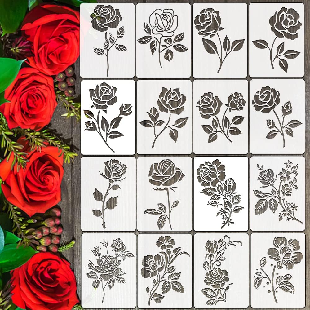 Amazon.com : Heart with Roses Stencil - Girly Stencil, Love Stencil ...