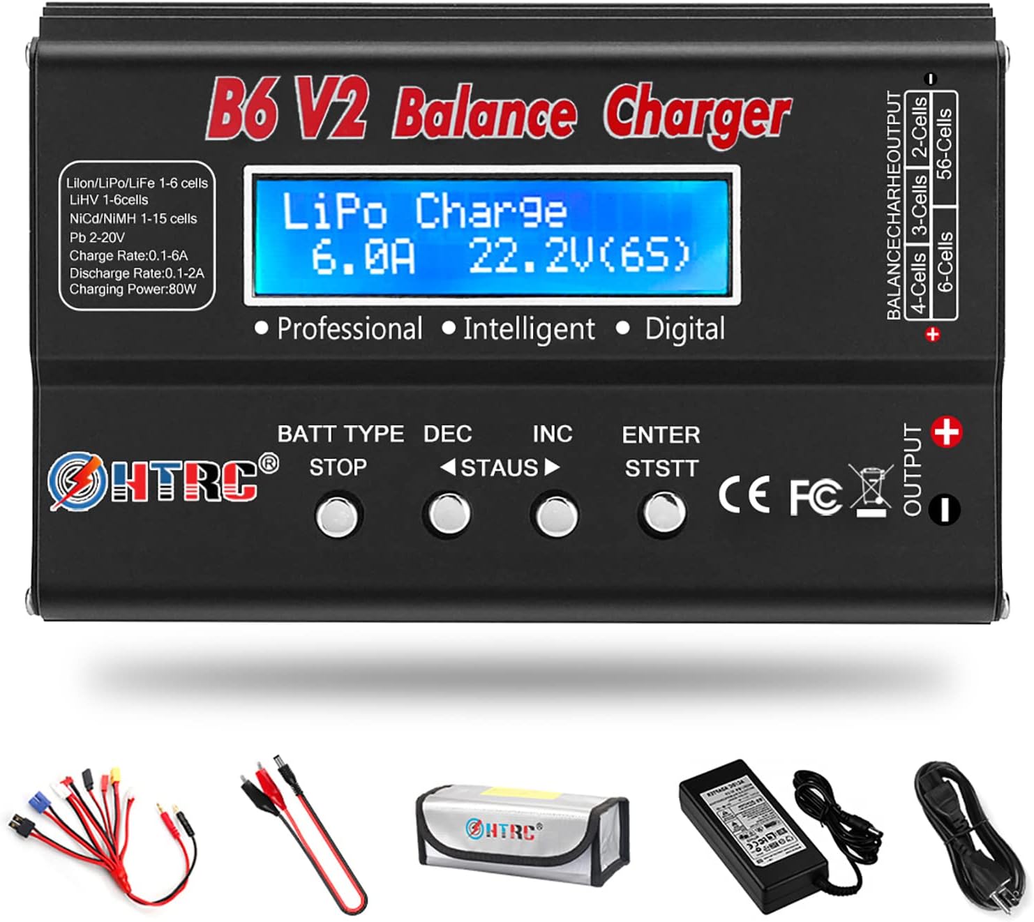 Amazon.com: HTRC C150 LiPo Charger 1-6S RC Battery Balance Charger ...