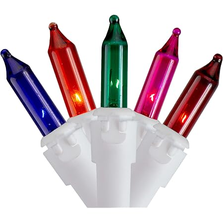 Amazon.com: 50-Count Multi-Color Mini Christmas Light Set, 10ft White ...