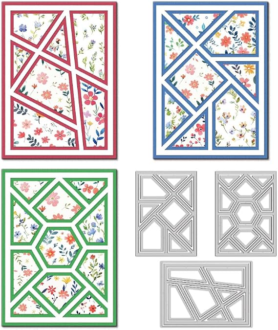 DELORIGIN Geometric Frames Cutting Dies Card Making Die Borders Stencil ...