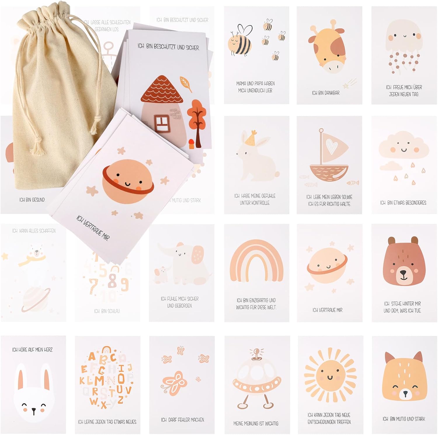 GUOYIHUA Affirmation Cards for Children, 12 Cards | 24 Motifs Courage ...