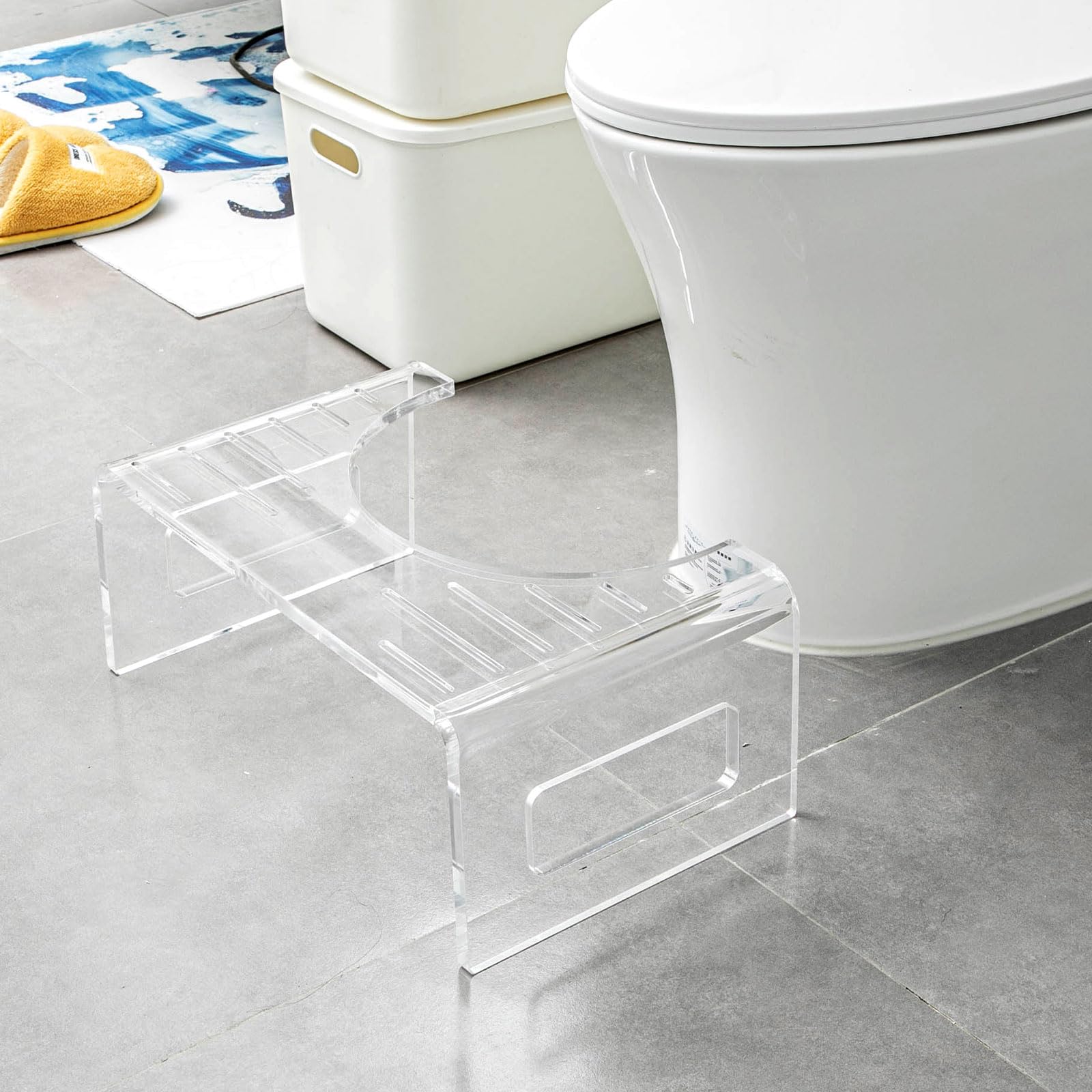 7 Inches Acrylic Toilet Stool Non Slip Toilet Step Bathroom Stool Clear ...