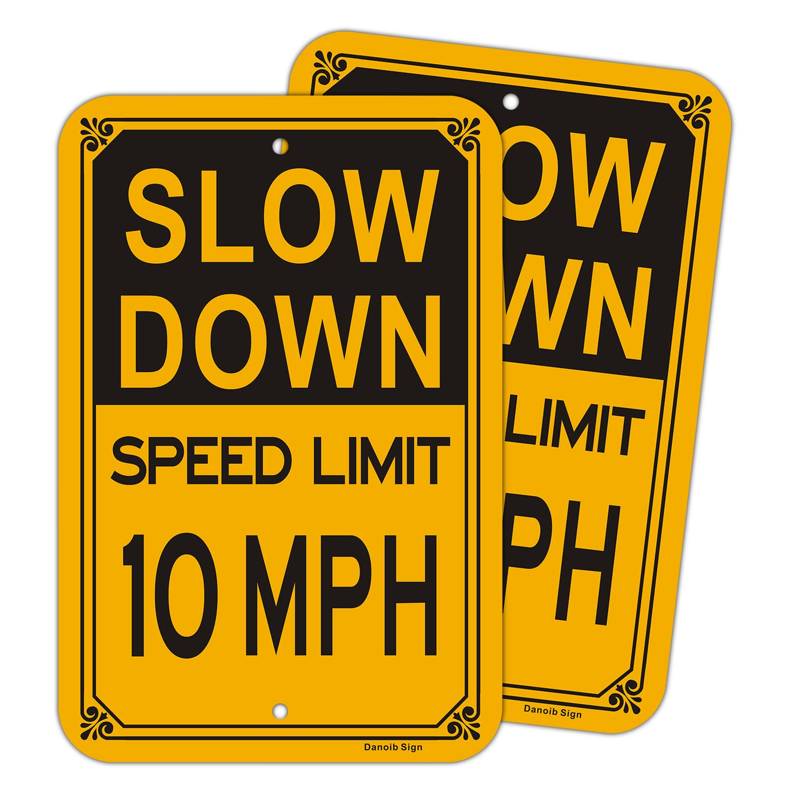 Amazon.com : 2-Pack Slow Down - Speed Limit 10 MPH Signs, Large Yellow ...