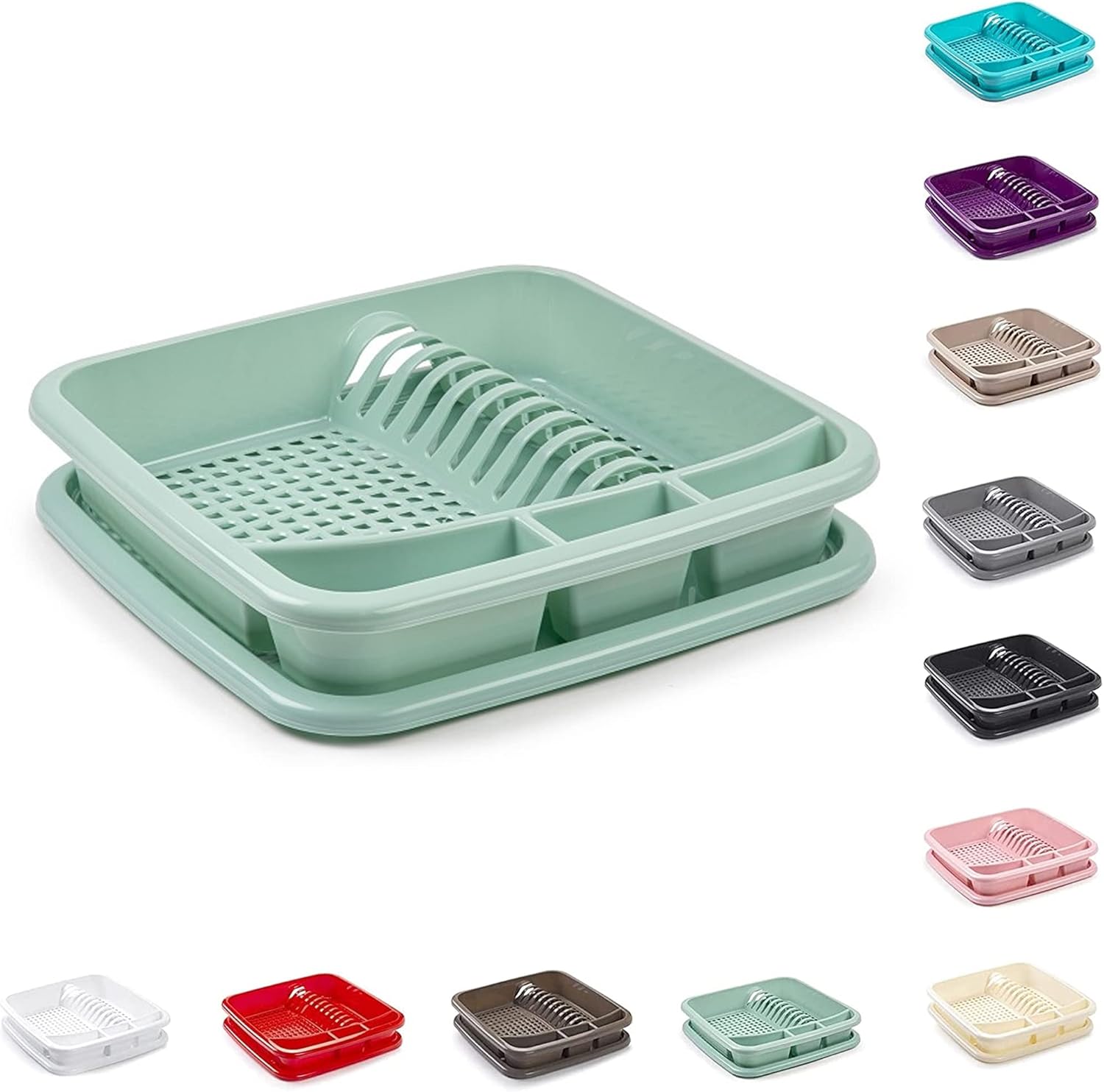 plastific Mint Green Plastic Dish Drainer Plate Cutlery Rack Kitchen ...