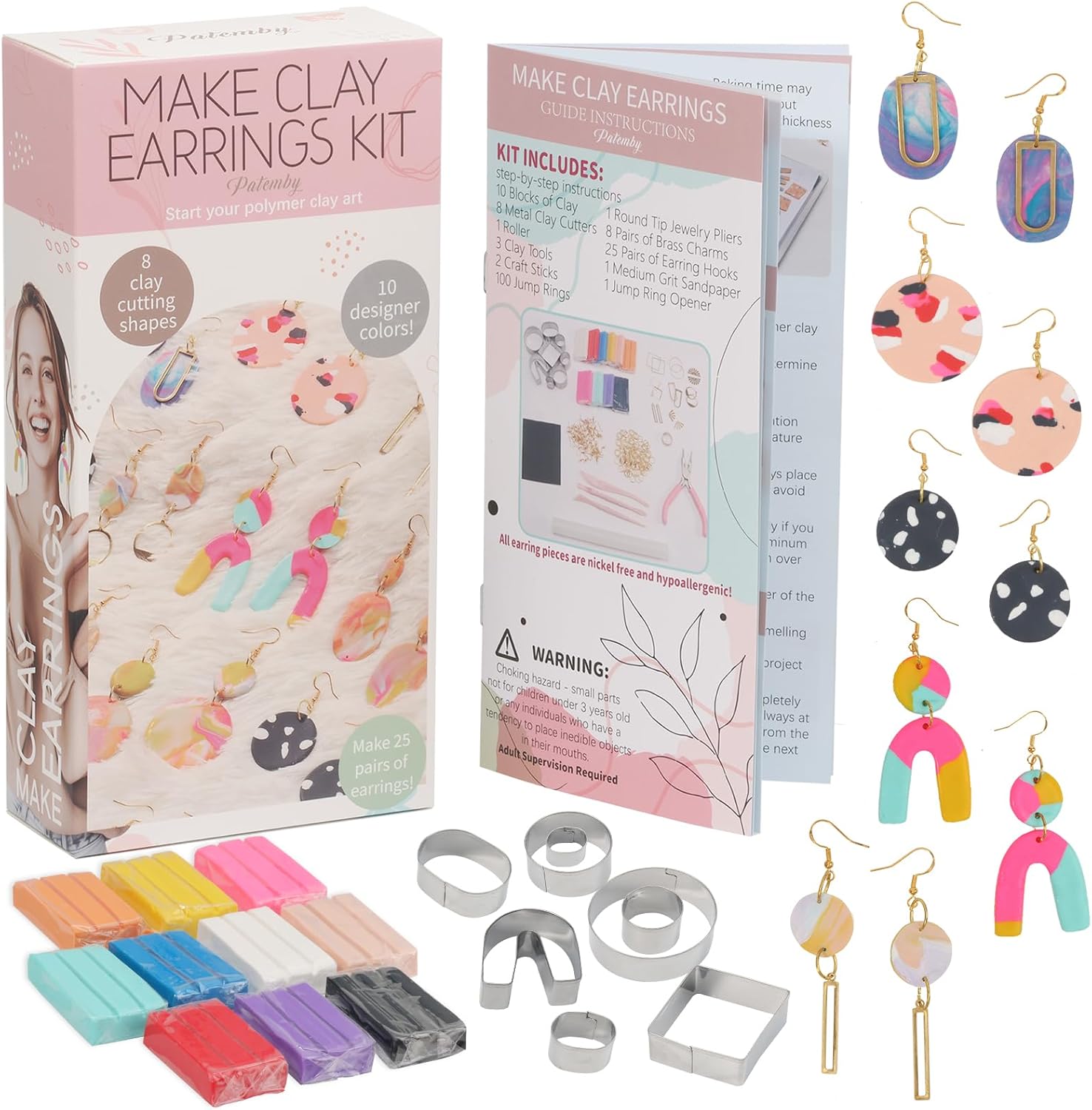 Amazon.com: Patemby 184PCS Polymer Clay Earring Making Kit for Art ...