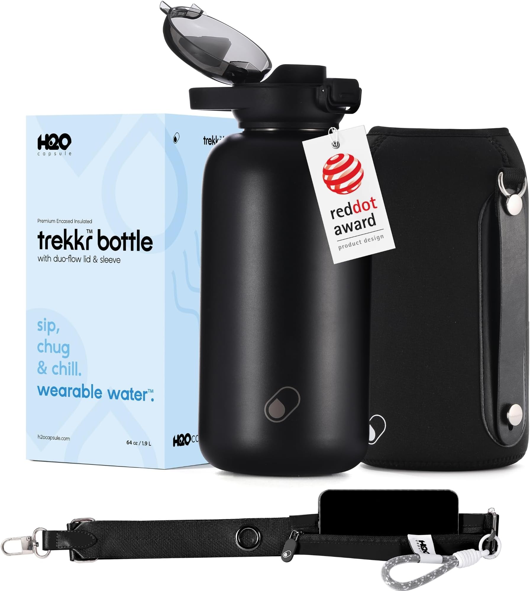 Amazon.com: H2O Capsule Half Gallon Insulated Water Bottle With Straw ...