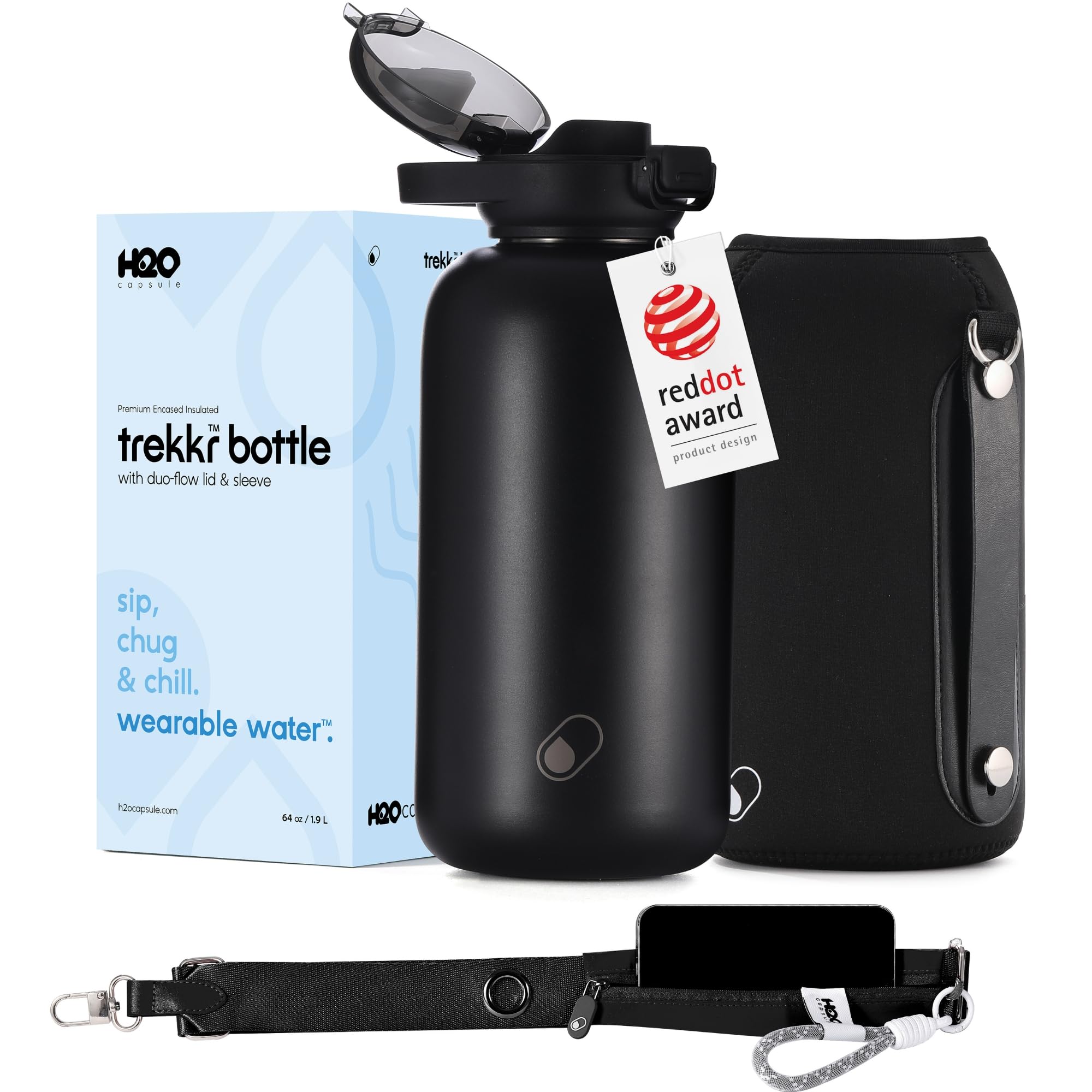 Amazon.com: H2O Capsule Half Gallon Insulated Water Bottle With Straw ...