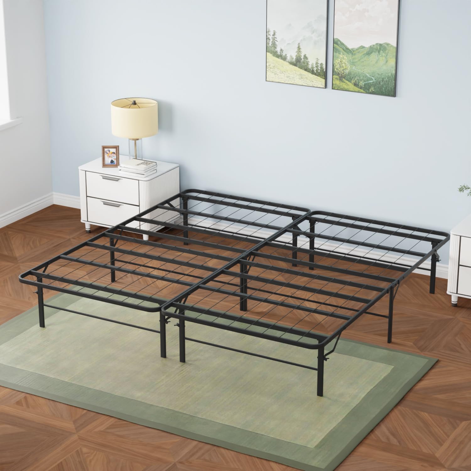 Amazon.com: PayLessHere Metal Bed Frame Foldable Metal Platform ...