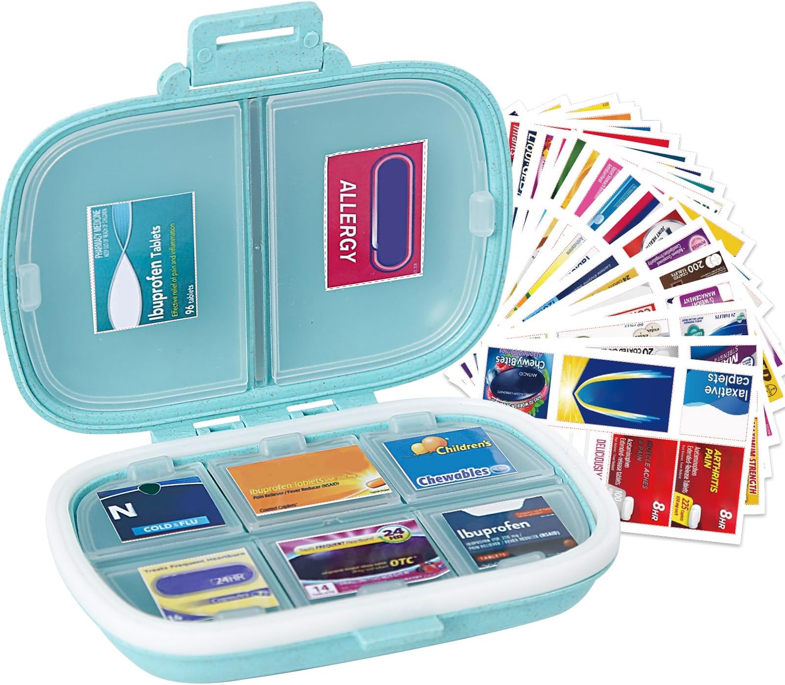 Amazon.com: 14 GRIDS Travel Pill Organizer Box with Labels - Travel ...