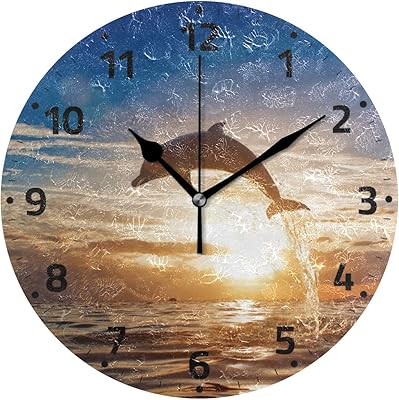 Amazon.com: 13" Glass Dolphin Sunset Clock : Home & Kitchen