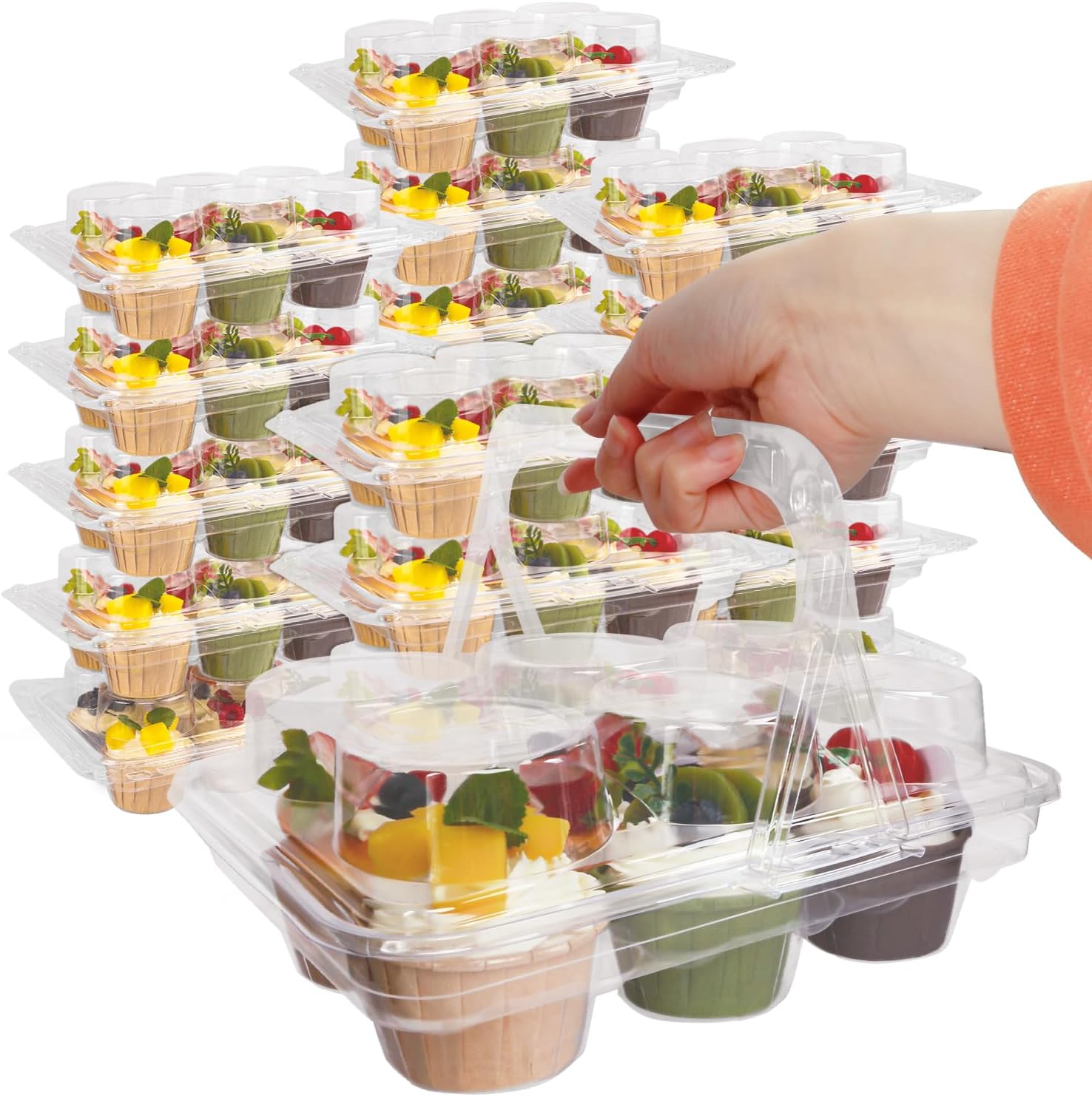 Amazon.com: Flagsky (6 Count x 20 Sets Stackable Cupcake Containers ...