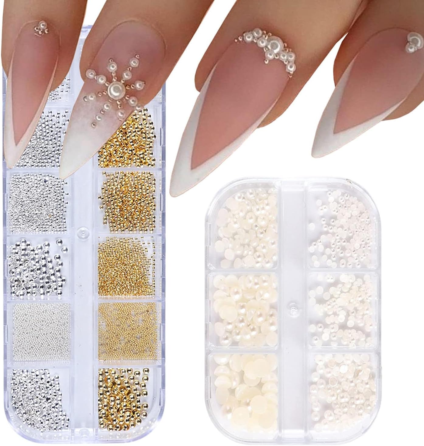 Amazon.com: Nail Half Pearls for Crafts Nails Art, 2800pcs Mixd Sizes ...