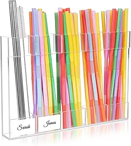 Amazon.com: Acrylic Straw Holder for Cabinet Door with Adhesive Tape ...