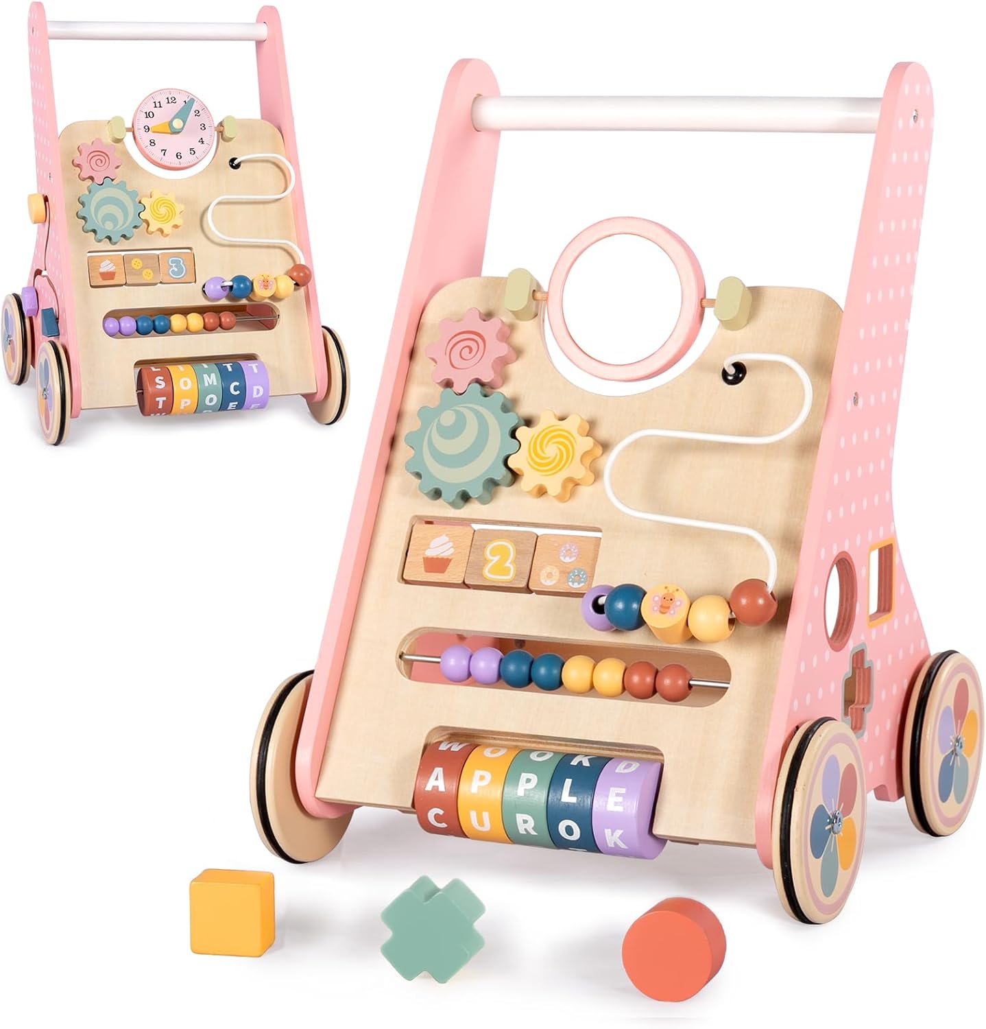 Amazon.com: BAUTIA Wooden Baby Walker, Push Walker for Baby Girl 6-12 ...