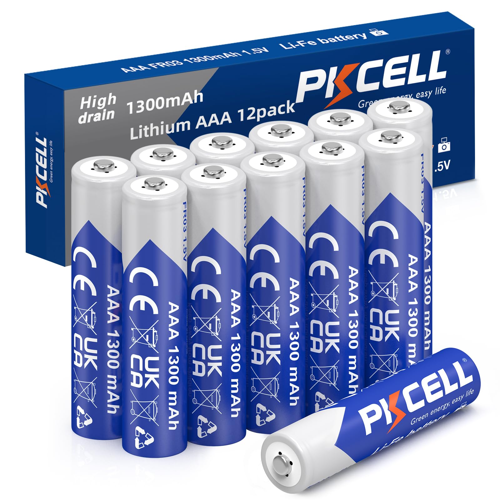 Amazon.com: PKCELL AAA Batteries 12 Pack 1300mAh 1.5V Lithium Batteries ...