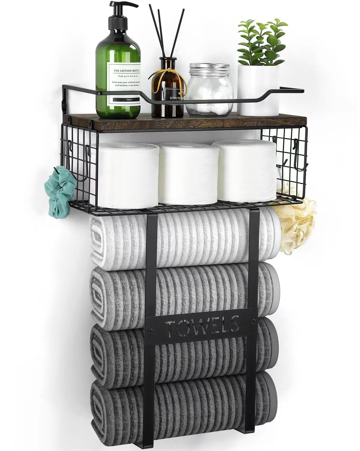 Amazon.com: Towel Racks for Bathroom Wall Mounted - Bath Wall Towel ...