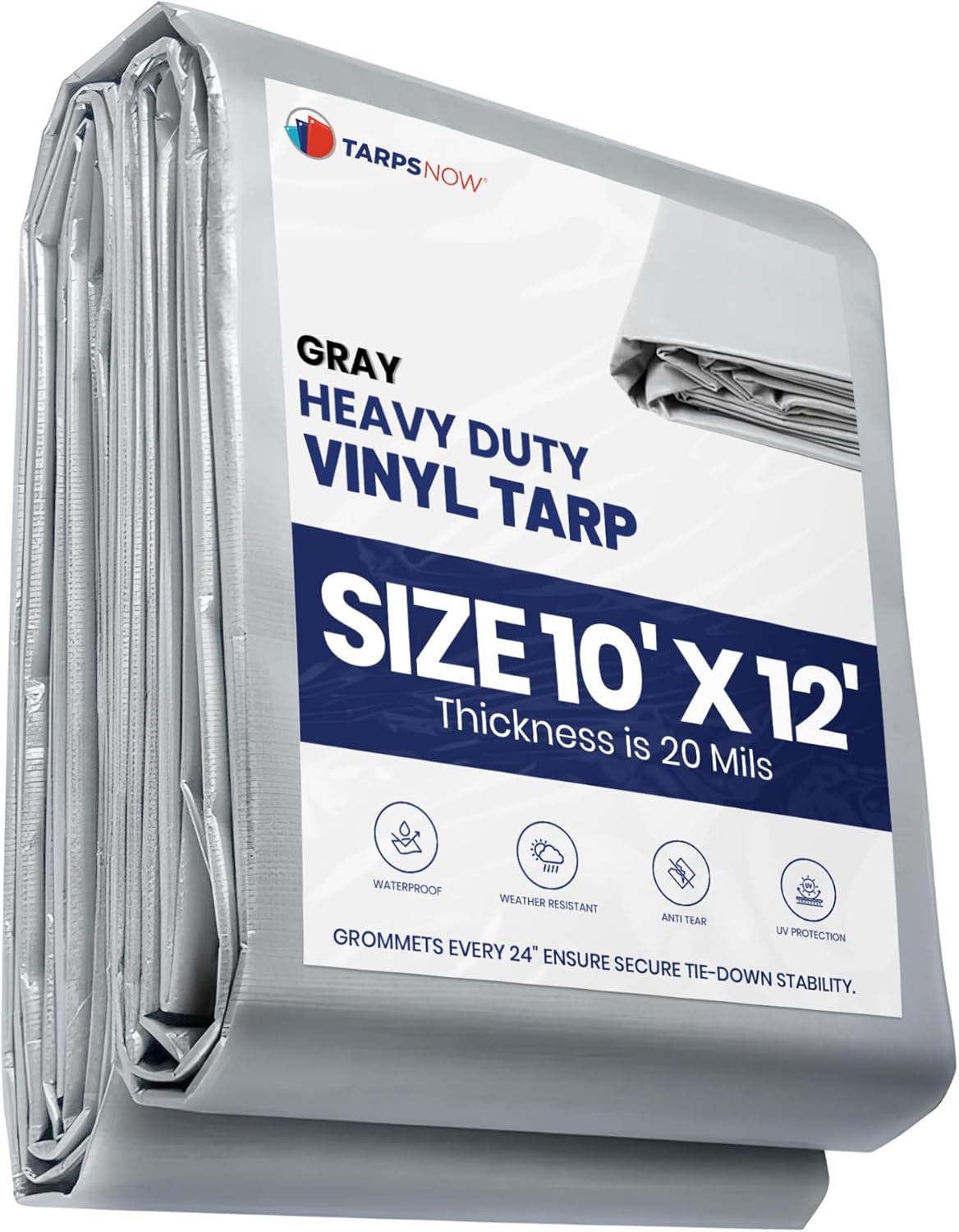 Tarps Now Heavy Duty Vinyl Tarp with Grommets, (10' x 12') - Vinyl Tarps Heavy Duty Waterproof ...