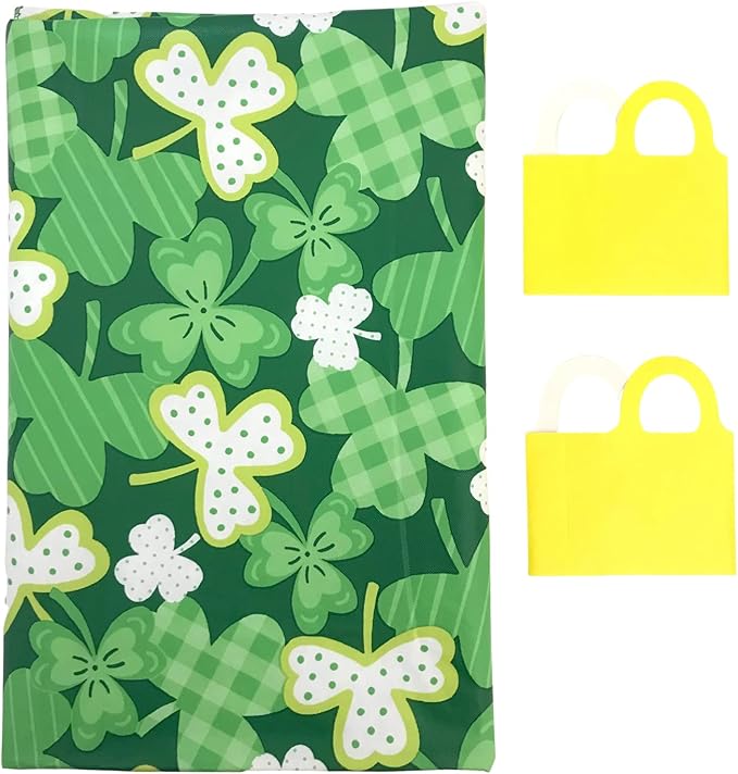 St. Patrick's Day Shamrock Clovers Vinyl Flannel Back Tablecloth (60 ...