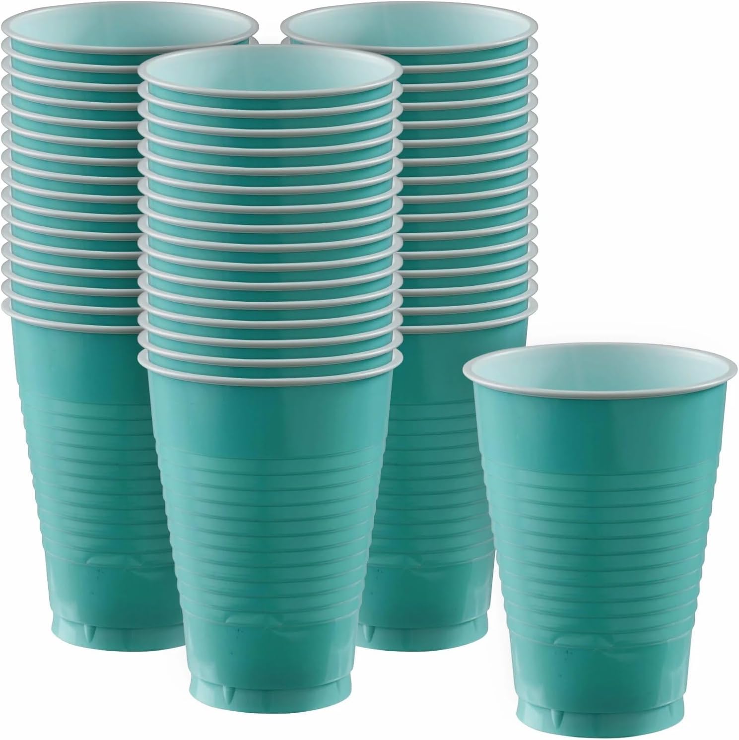 Amazon.com: Amscan Premium Robins Egg Blue Plastic Cups (12 oz) 50 ...